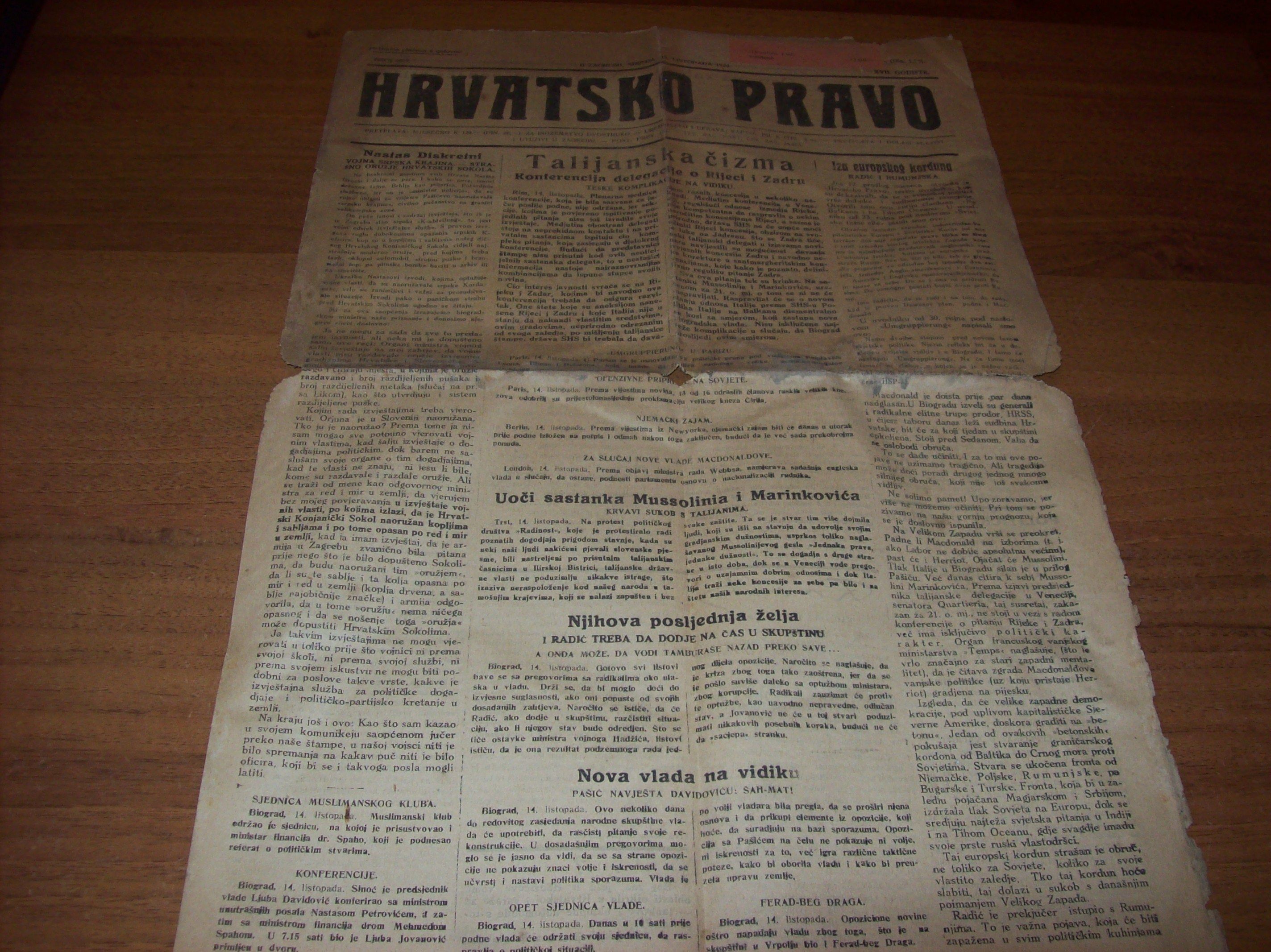 aukcije.hr - Stare novine - Hrvatsko Pravo - 15.10.1924.