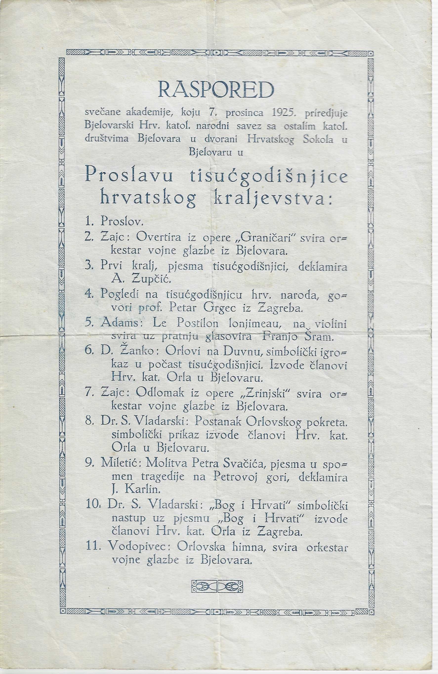 aukcije.hr - Orlovstvo / PROSLAVA TISUĆGODIŠNJICE HRVATSKOG KRALJEVSTVA ...