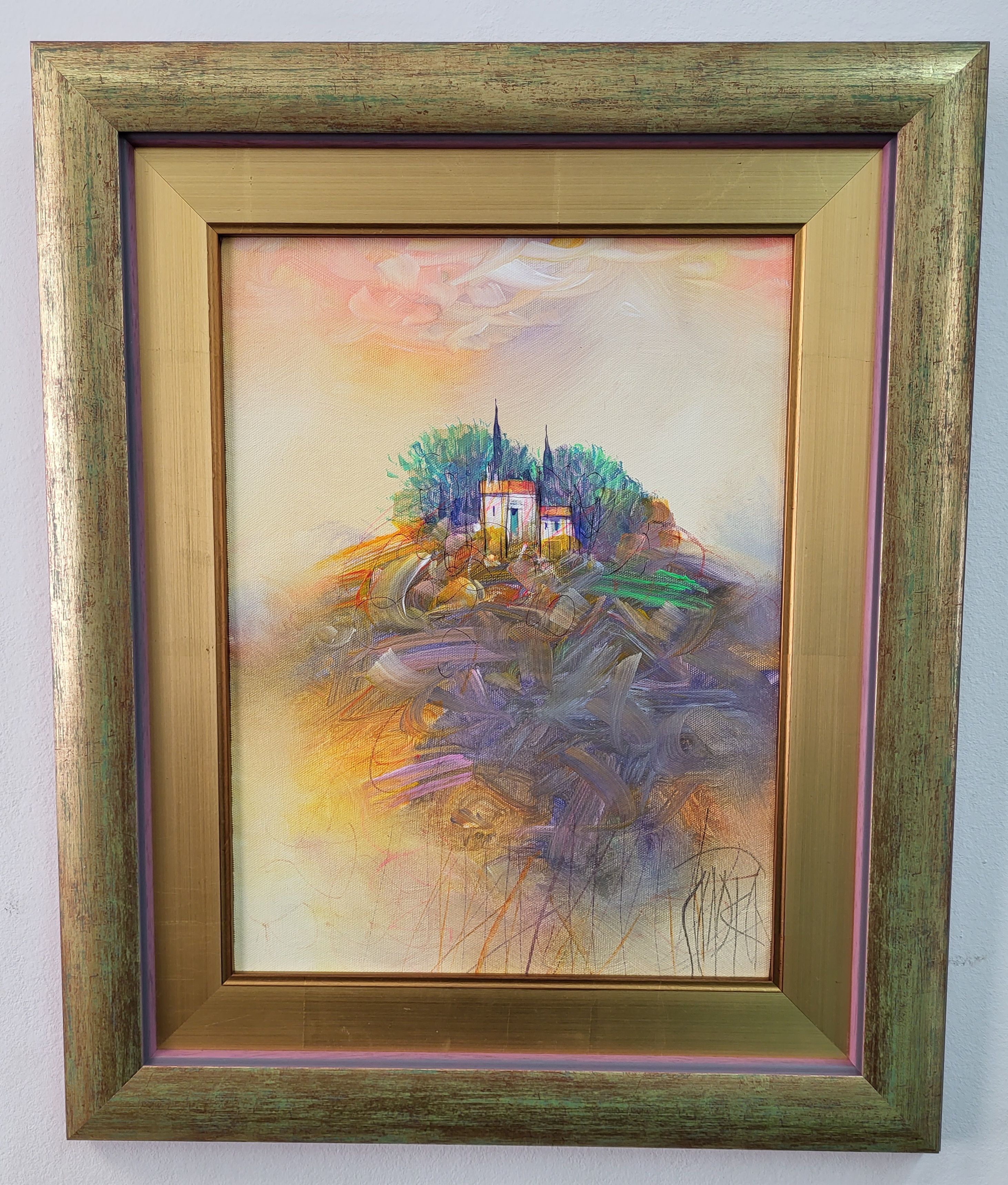 aukcije.hr - Kućica na brežuljku Akad.slikar Vjekoslav Stipica