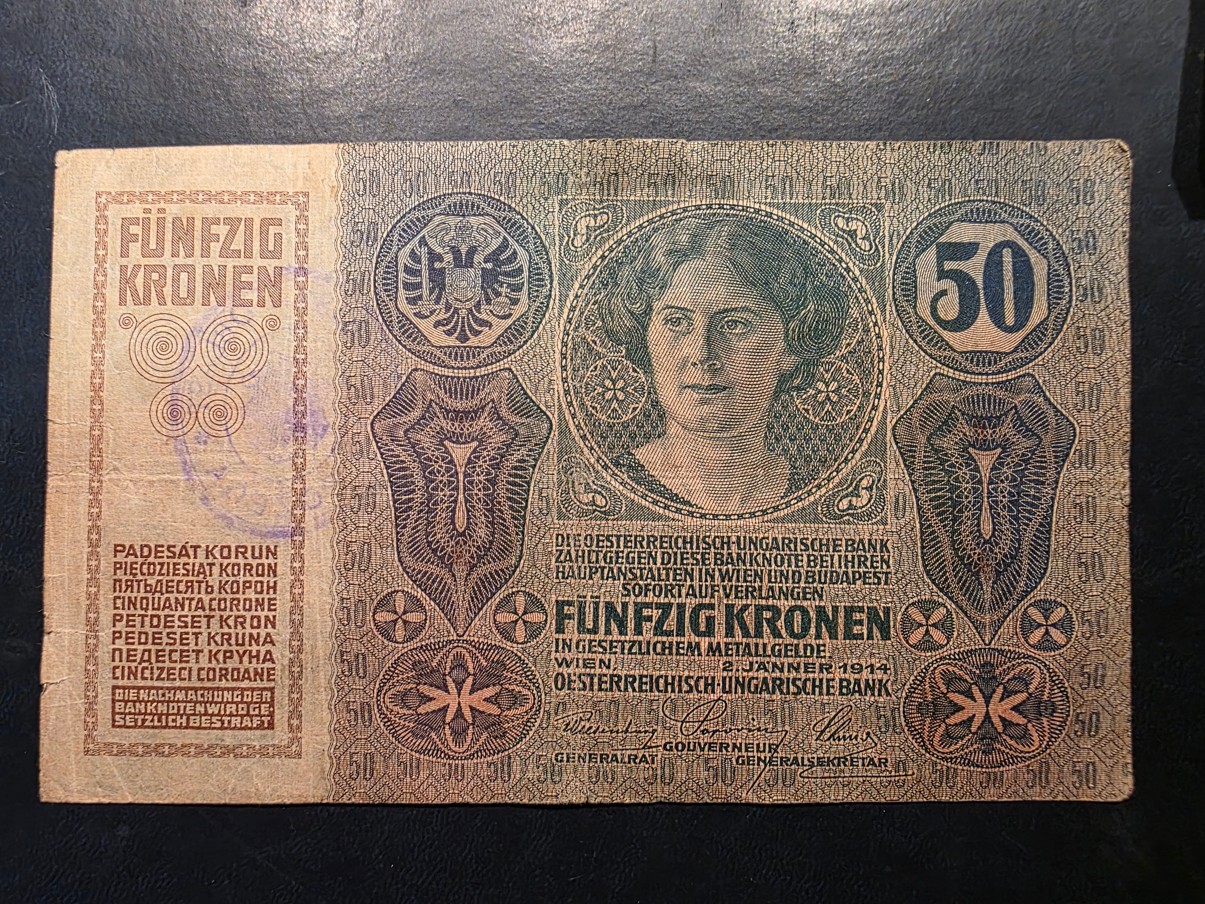 aukcije.hr - 50 KRUNA 1914 SHS PEČAT POŽEGA