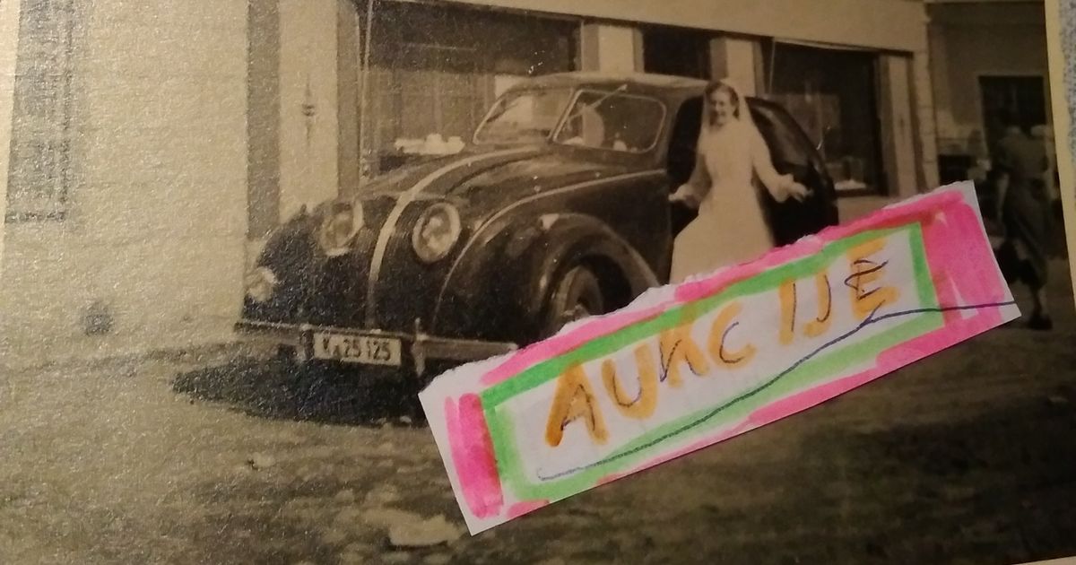 aukcije.hr - Stara fotografija auto Adler 10 Autobahn 1940 tablica svadba