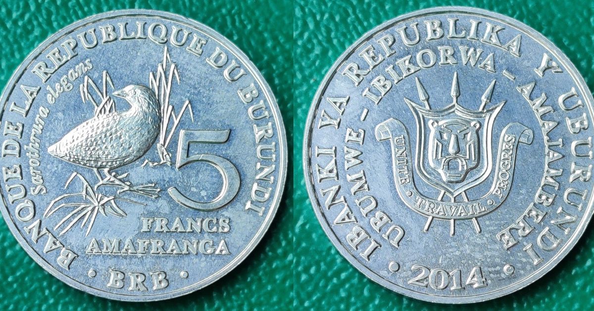 aukcije.hr - Burundi 5 francs, 2014 Birds - Buff-Spotted Flufftail ...