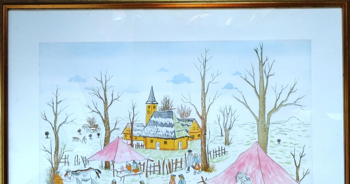 aukcije.hr - IVAN VEČENAJ,VELIKI (75/65 CM) BAKROPIS??(DUBOKI TISAK ...